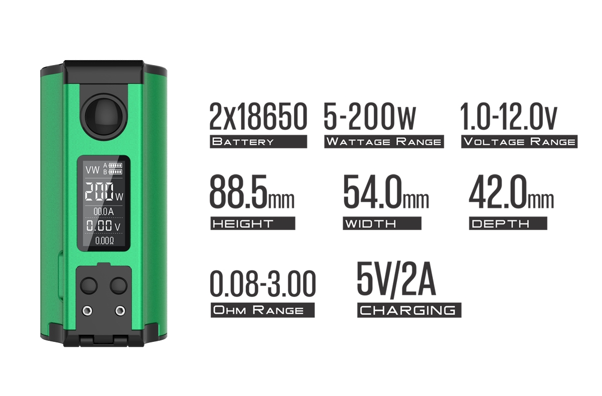 DOVPO x TVC TOPSIDE DUAL 200W Squonk Mod 10ml Box Mod